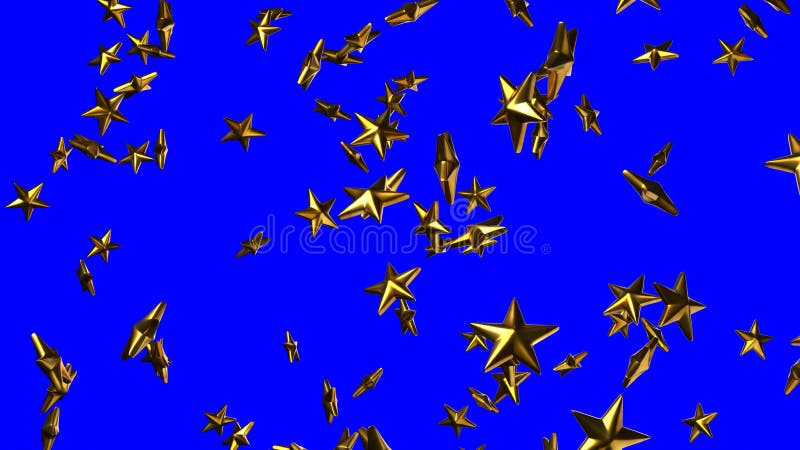 Gold Star Objects on Blue Chroma Key Background. Stock Illustration ...