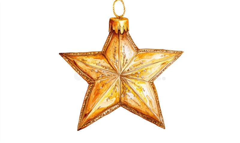A Gold Star Ornament Hangs from a String Stock Photo - Image of gold ...