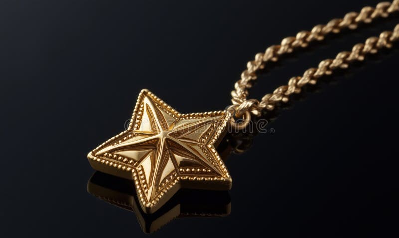 Gold Star Pendant Necklace with Twisted Chain Stock Photo - Image of ...