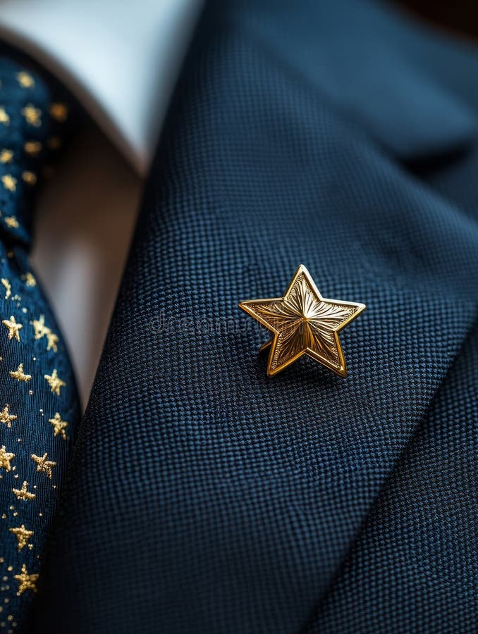Gold Star Pin on a Suit Lapel, Symbolizing Honor and Achievement Stock ...