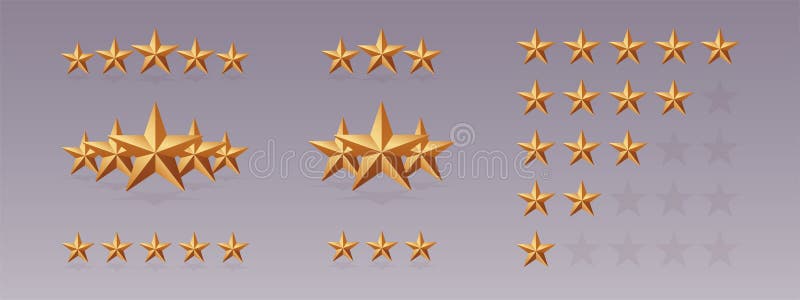 Gold Star Rating Collection for Reviews and Ratings Vector Stock Vector ...