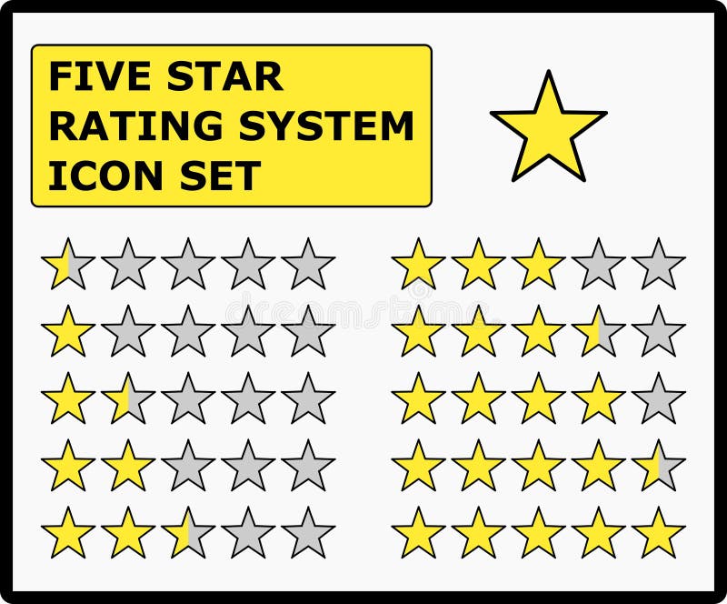 Five Star Rating System, Full Vector Set. Stock Vector - Illustration ...