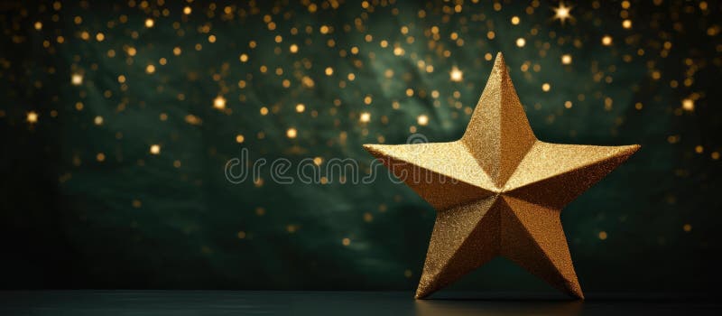 A Gold Star Rests on a Table Against a Dark Backdrop Stock Photo ...