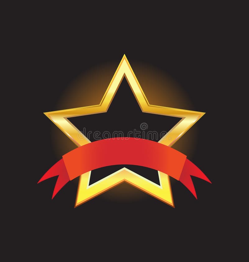 Gold star with ribbon stock vector. Illustration of black - 16092091