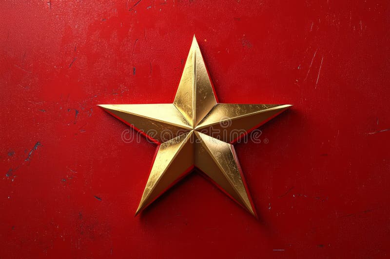 Shiny Gold Star on Bold Red Background. Artificial Intelligence Stock ...