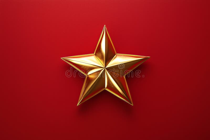 Shiny Gold Star on Bold Red Background. Artificial Intelligence Stock ...