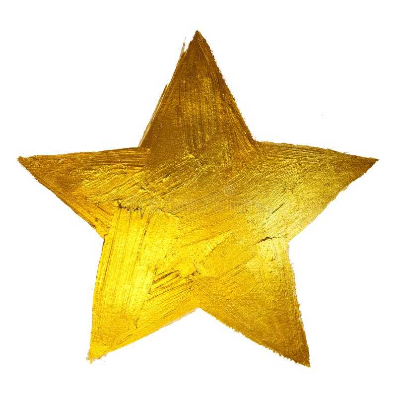 Gold Star. Shining Paint Stain Hand Drawn Illustration Stock Photo ...