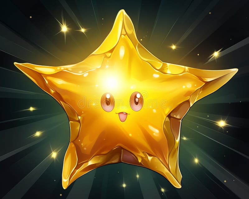 A Gold Star with a Smiley Face on it Stock Illustration - Illustration ...