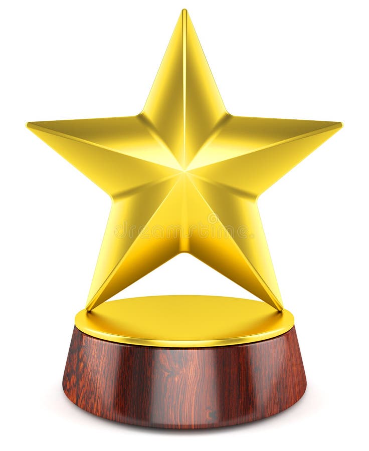 Gold star on the stand 3d stock illustration. Illustration of rich ...