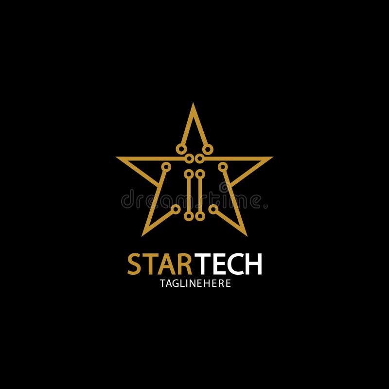 Gold Star Technology Logo on Black Background Stock Vector ...