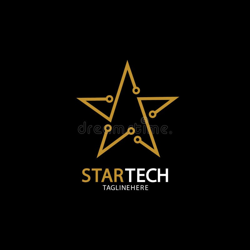 Gold Star Technology Logo on Black Background Stock Vector ...
