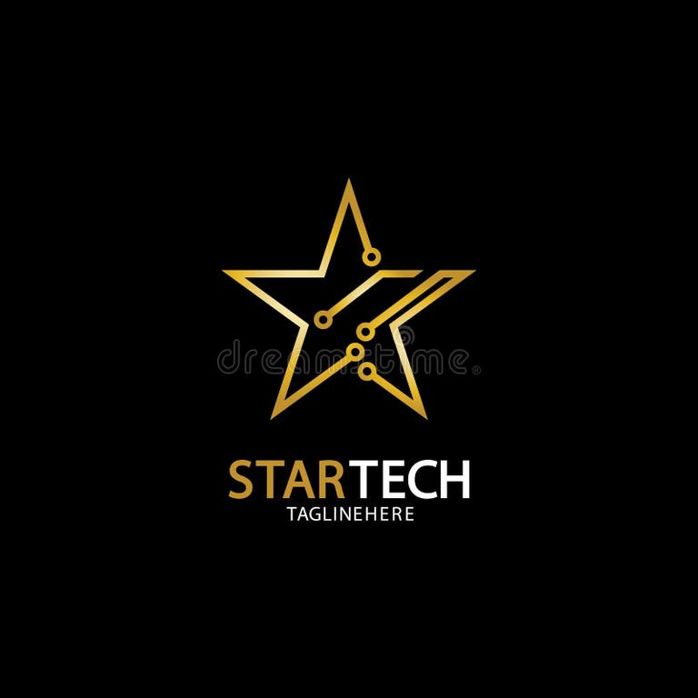Gold Star Technology Logo on Black Background Stock Illustration ...