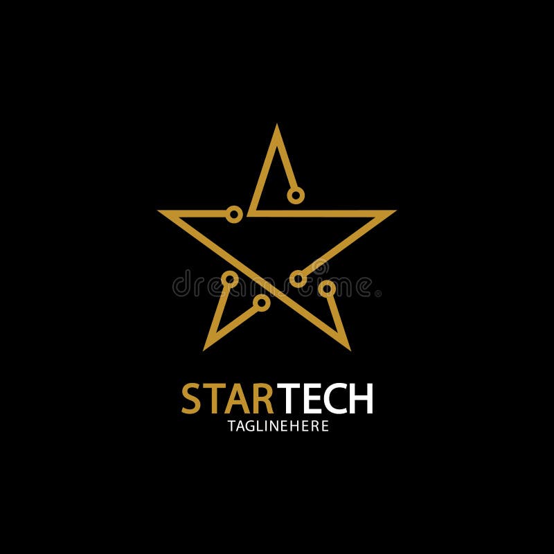 Gold Star Technology Logo on Black Background Stock Illustration ...