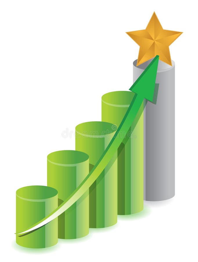 Gold star in top of graph stock illustration. Illustration of chart ...