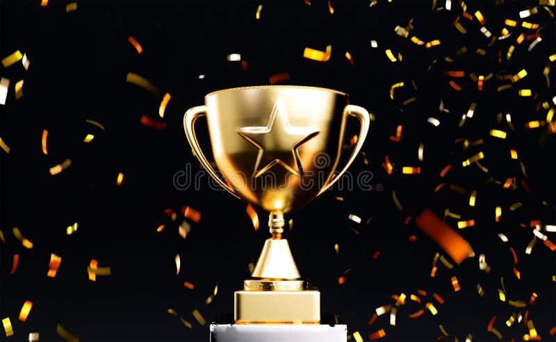 Gold Star Trophy with Confetti Explosion Stock Illustration ...