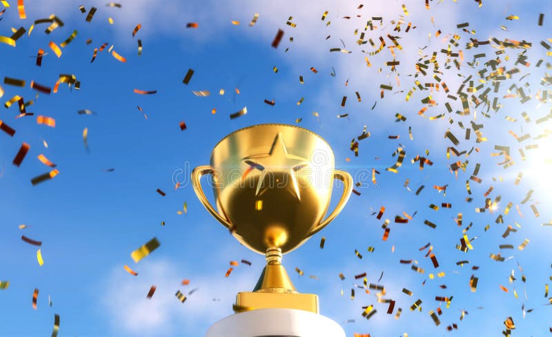 Gold Star Trophy with Confetti Explosion Stock Illustration ...