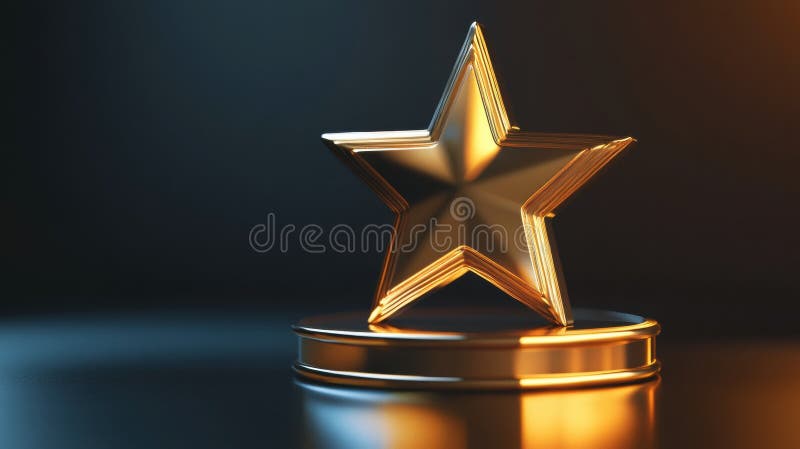 Gold Star Trophy on a Sleek Podium with Dramatic Lighting Stock ...