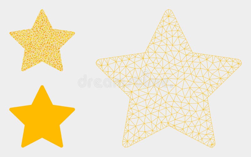 Gold Star Vector Mesh Carcass Model and Triangle Mosaic Icon Stock ...