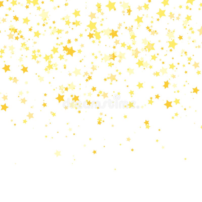 Gold Star Vector. Shine Confetti Pattern. Falling Shiny Stars. Golden ...