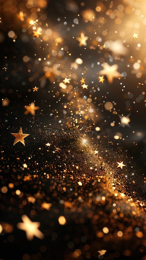 Gold Stars Falling on a Dark Background Stock Photo - Image of night ...