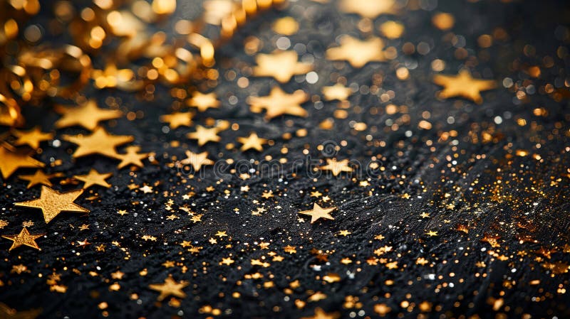 Gold Stars Falling on a Dark Background Stock Photo - Image of night ...