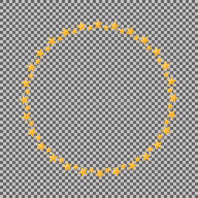 Gold Stars Round Frame Banner on Transparent Background Stock Vector ...