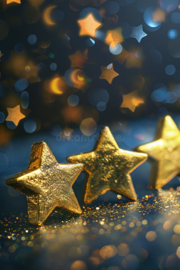 Gold Stars on Shiny Surface Stock Illustration - Illustration of luxury ...
