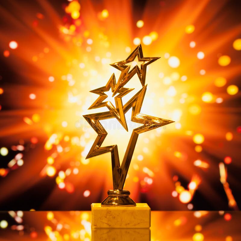 Gold Stars Trophy Against Sparks Background Stock Image - Image of ...