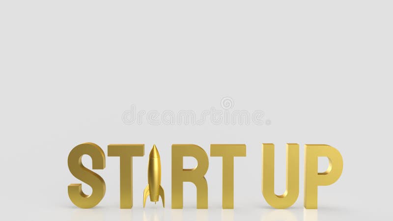 The Gold Start Up and Rocket for Business Concept 3d Rendering Stock ...