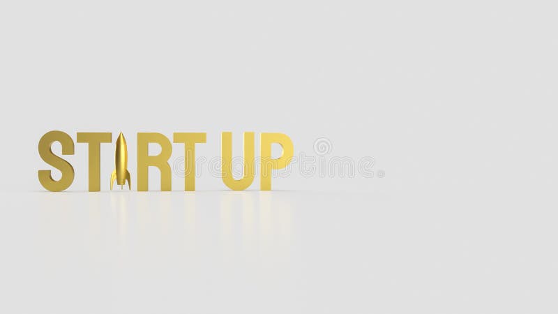 The Gold Start Up and Rocket for Business Concept 3d Rendering Stock ...