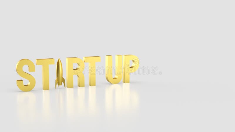 The Gold Start Up and Rocket for Business Concept 3d Rendering Stock ...