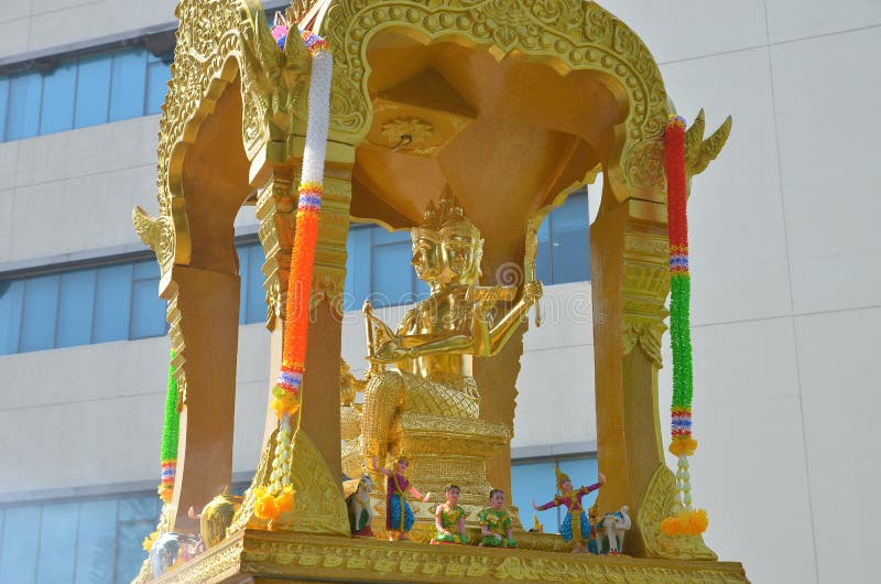 Gold Brahma statue stock image. Image of religion, thailand - 48401847