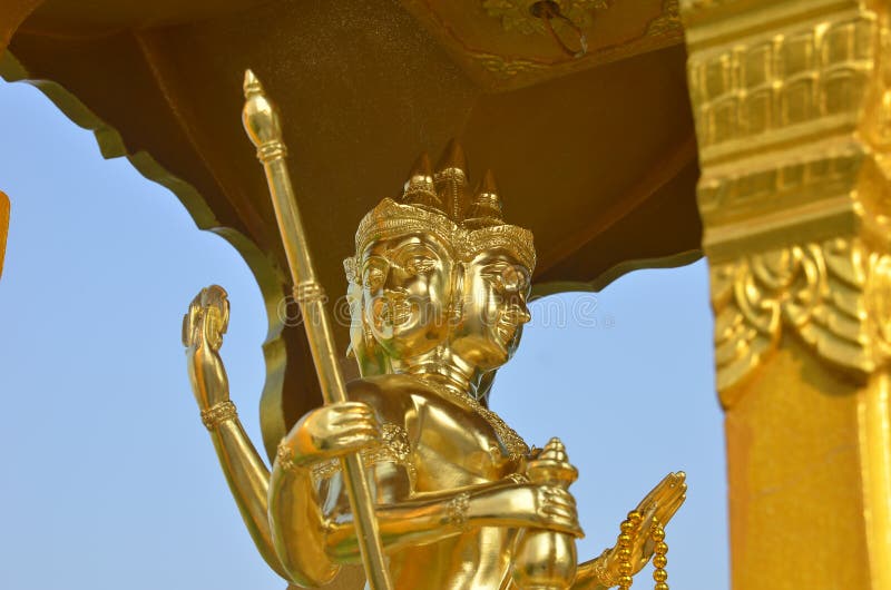 Gold Brahma statue stock image. Image of religion, thailand - 48401847