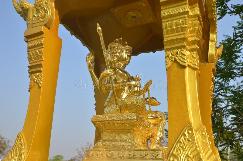 Gold statue of Brahma stock photo. Image of brahma, product - 89506060
