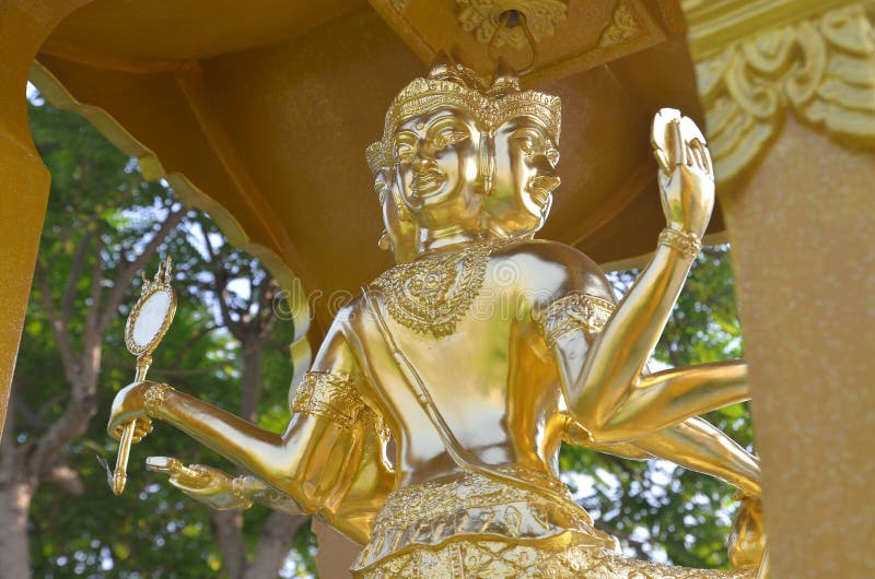 Gold Brahma statue stock image. Image of religion, thailand - 48401847