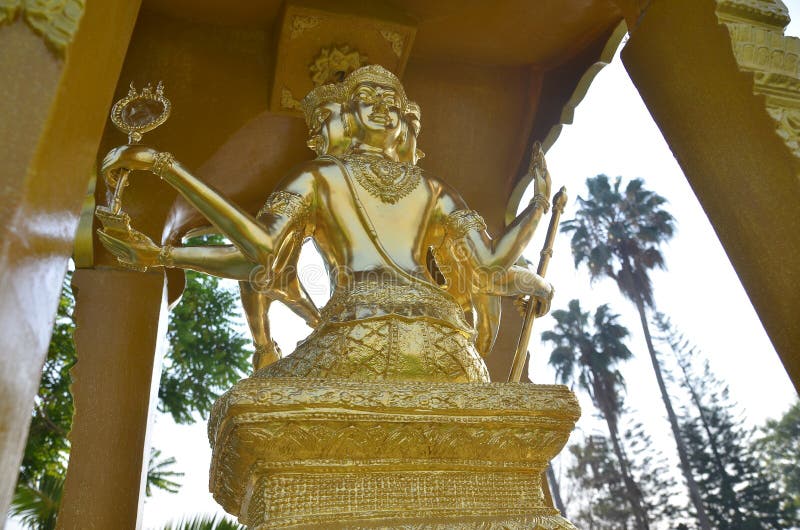 Gold Brahma statue stock image. Image of religion, thailand - 48401847