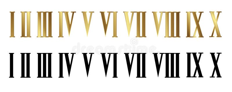 Gold Steampunk Roman Numerals. Vector Stock Vector - Illustration of ...