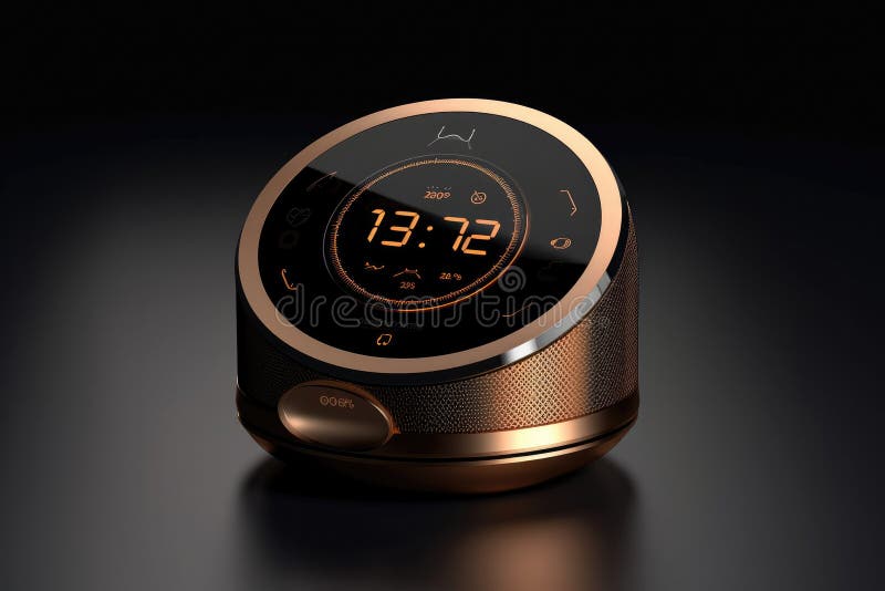 Gold Steampunk Smart Home Assistant on Black Smoky Background ...