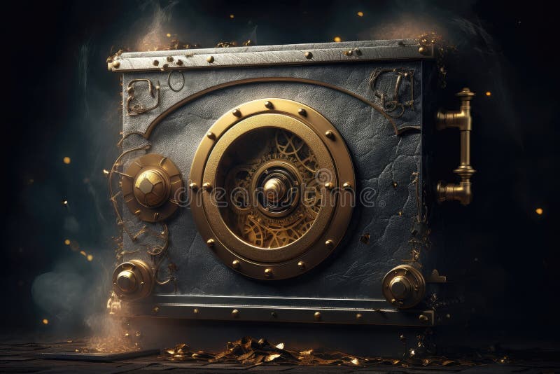 Gold Steampunk Washing Machine on Black Smoky Background. Generative AI ...