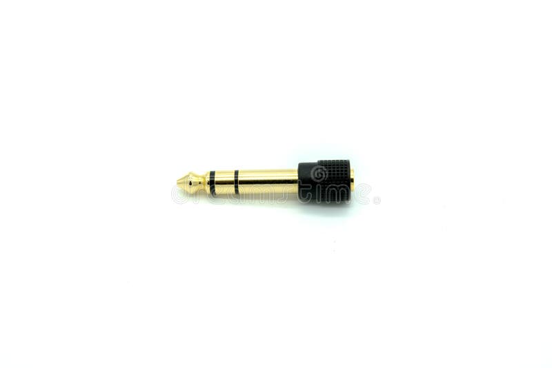 Gold stereo jack adapter stock photo. Image of audio - 105570390