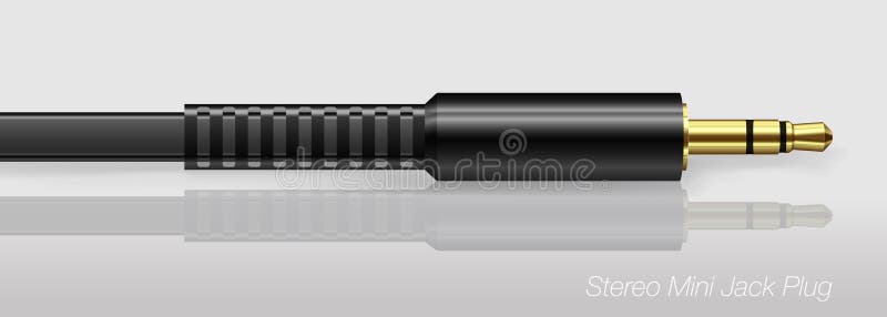Gold Stereo Mini Jack Plug with Flat Black Cord Stock Vector ...