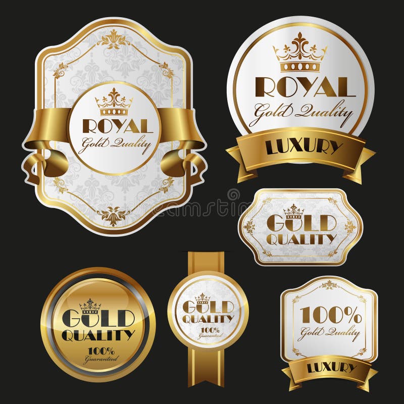 Gold stickers stock vector. Illustration of design, badges - 48728791