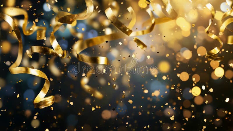 A Gold Streamer is Falling from the Sky, Creating a Festive Atmosphere ...