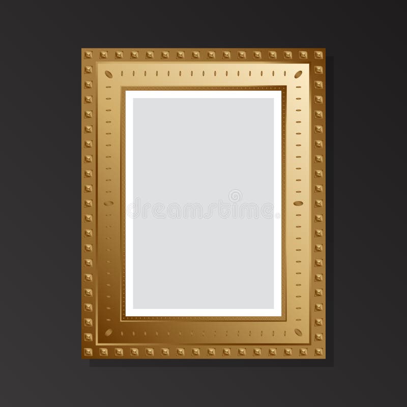 In Gold Style Vintage Blank Picture on Black Background. Flat Style ...
