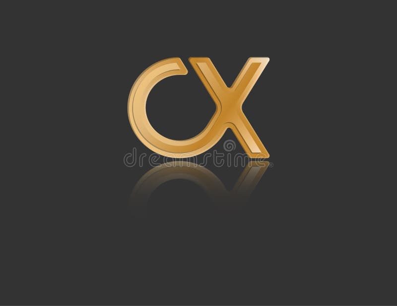 Gold Stylized Lowercase Letters C and X with Reflection Connected by a ...