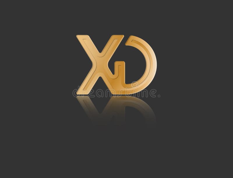 Gold Stylized Lowercase Letters X and D with Reflection Connected by a ...