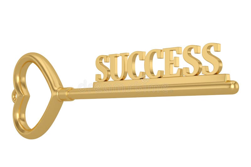 Gold Success Word Isolated on White Background 3D Illustration. Stock ...