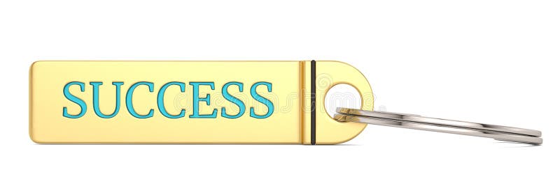 Gold Success Keychain Isolated on White Background, 3D Render. 3D ...
