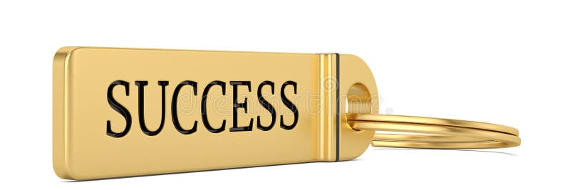 Gold Success Keychain Isolated on White Background, 3D Render. 3D ...