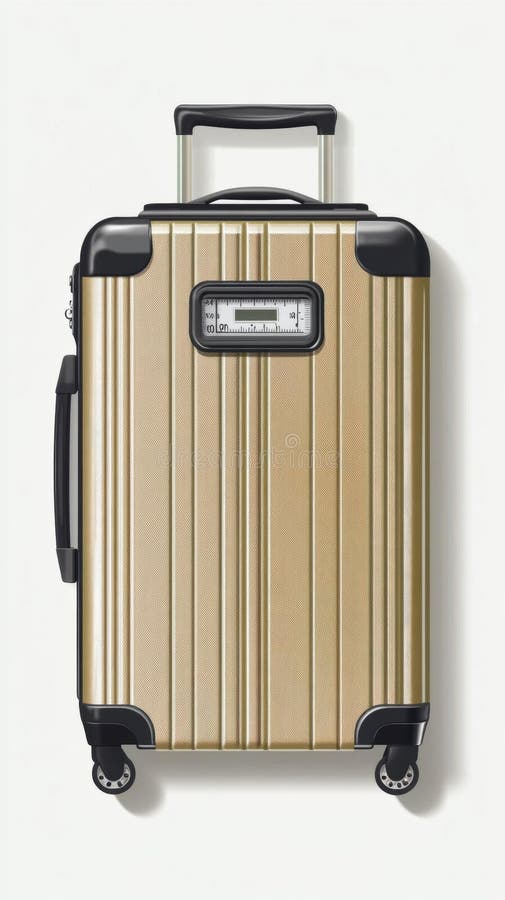 Gold Suitcase with Integrated Scale Stock Image - Image of flight ...